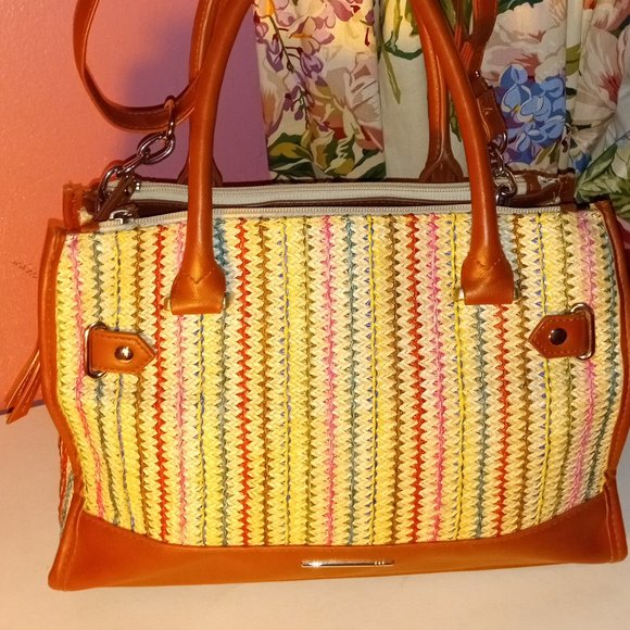Bags | Gorgeous Fall Knitted Colorful Zig Zag Satchel W Crossbody Strap ...